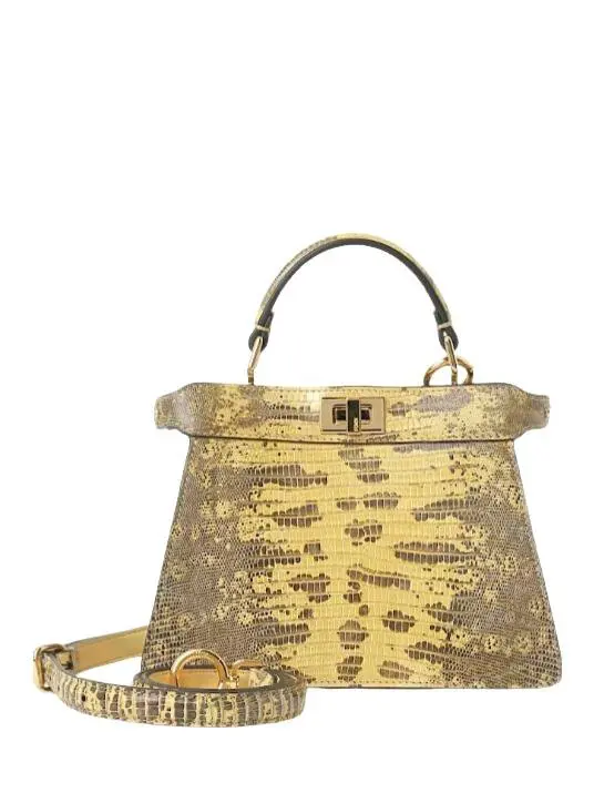Fendi Peekaboo Iseeu Petite Light Lizard Leather Bag - Yellow