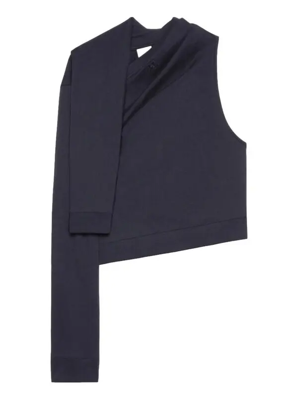 COURREGES Asymmetrical Off-shoulder Sweatshirt - Black