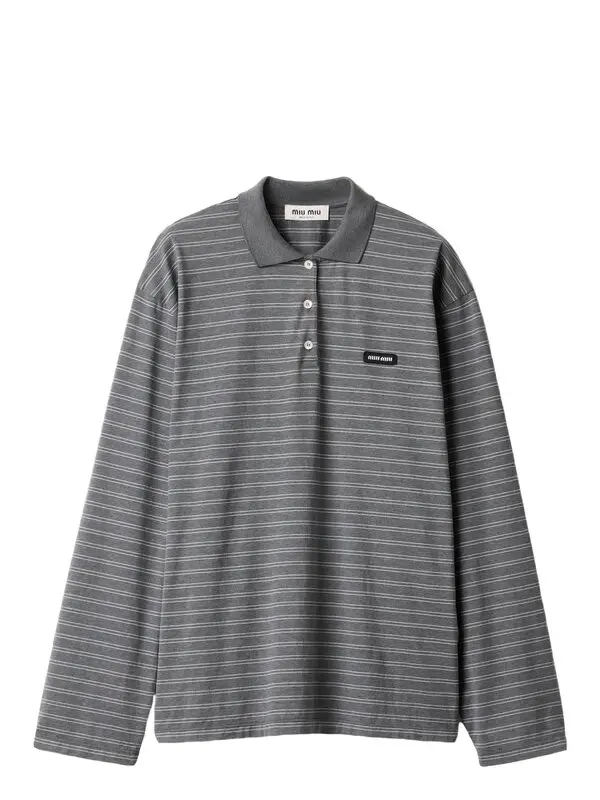 Miu Miu Cotton Jersey Polo Shirt - Gray
