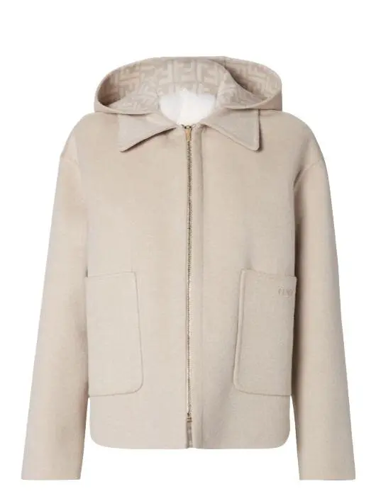 Fendi Wool Double Fabric Blouson With Detachable Mink Vest - Beige