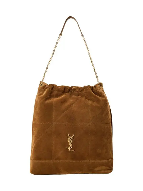 Saint Laurent Quilted Suede Shoulder Bag With Chain Strap - Brown