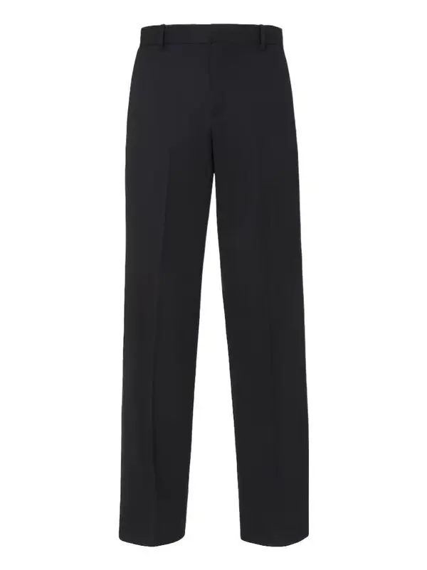 Fendi Grain De Poudre Tailored Trousers With Satin Piping - Black