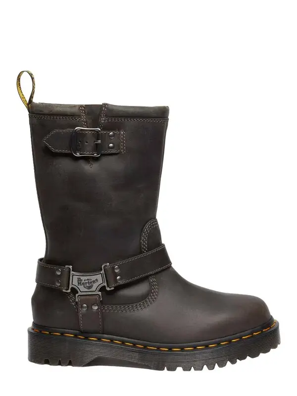 Dr. Martens Buckled Mid Calf Boots - Charcoal-grey