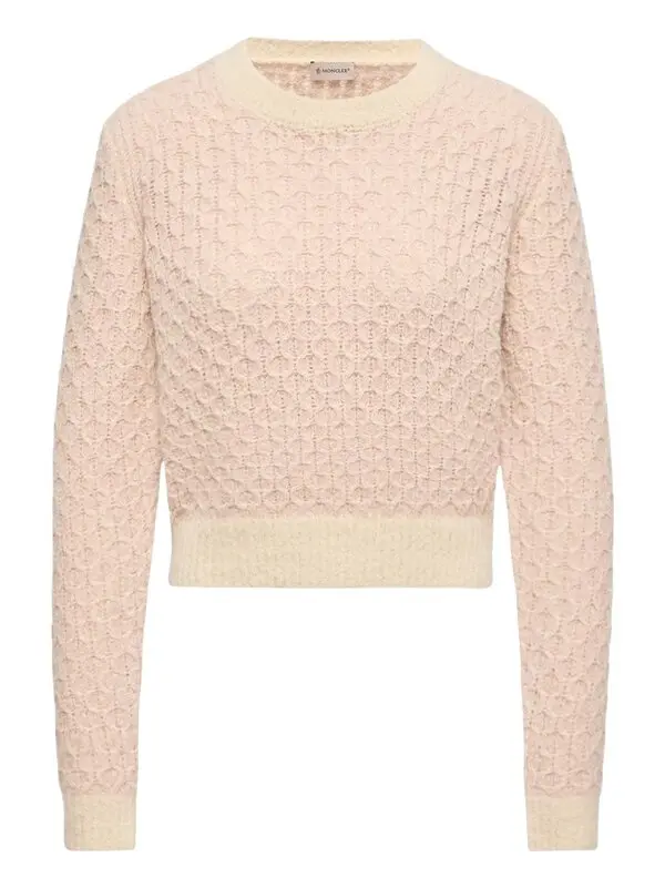Moncler Ribbed Wool Blend Crew Neck Sweater - Light Pink