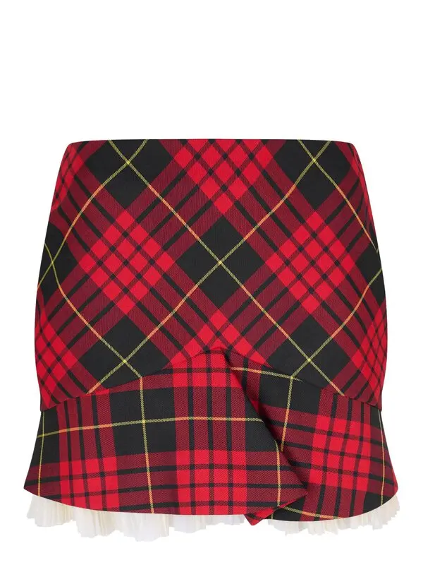 Alexander McQueen Tartan Ruffle Mini Skirt - Red