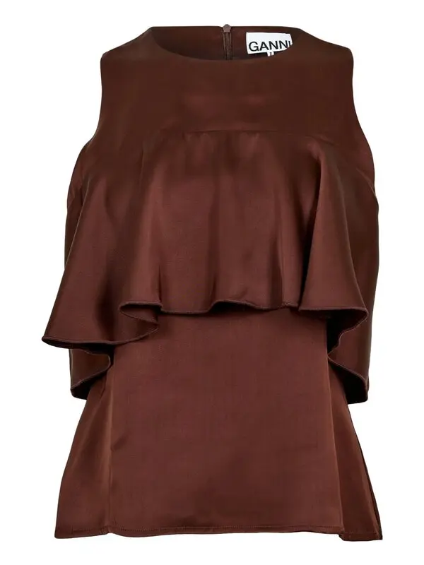 GANNI Short Sleeve Blouse - Red