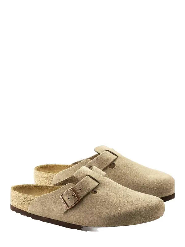BIRKENSTOCK Boston Suede Flat Clogs - Nude
