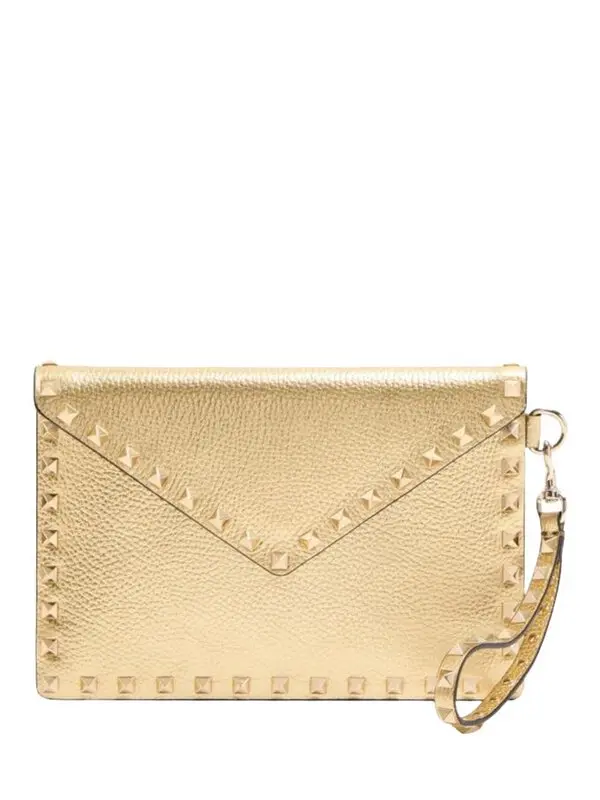 Valentino Garavani Rockstud Foldover Clutch Bag - Nude
