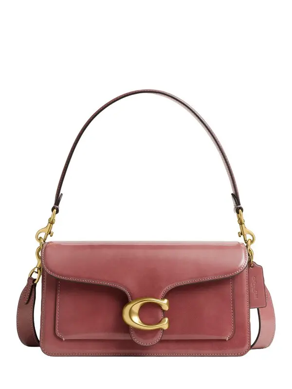 COACH Genuine Leather Shoulder Bag With Magnetic Closure - Red