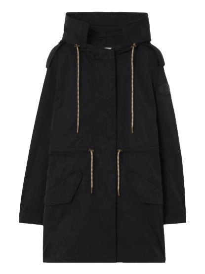 Burberry Stretch Nylon Parka With Drawcords - Black
