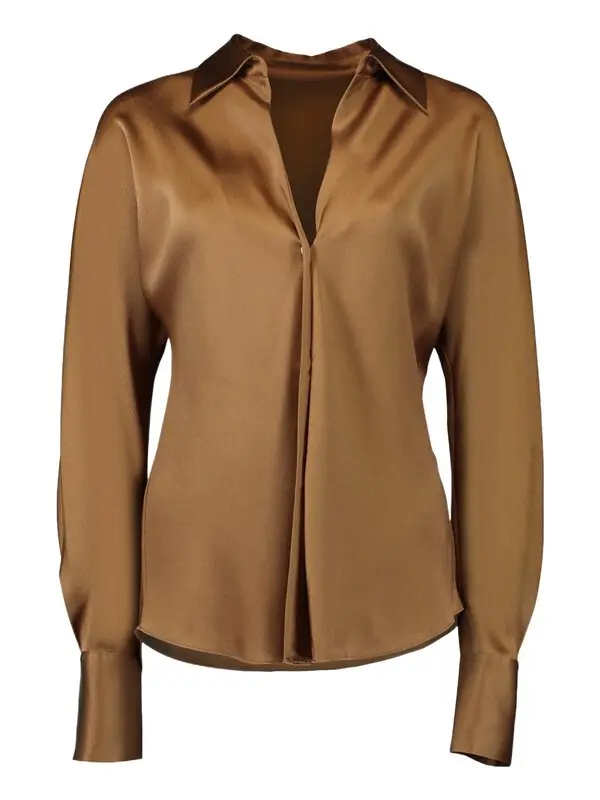 Vince Long Sleeve Shirt With Classic Collar - Brown