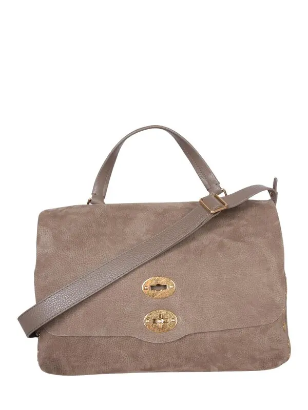 ZANELLATO Flip Shoulder Bag With Golden Swivel Button - Brown