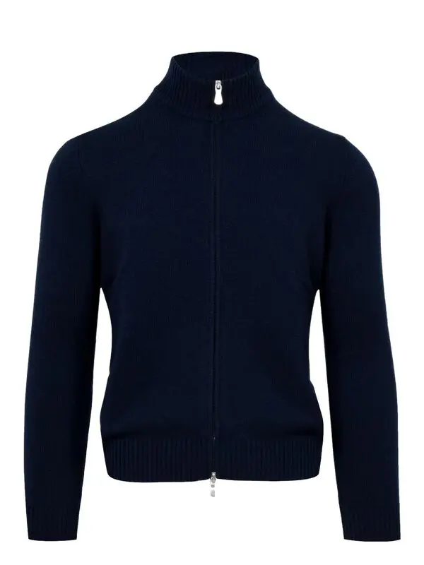 GRAN SASSO Zippered Knit Cardigan - Black