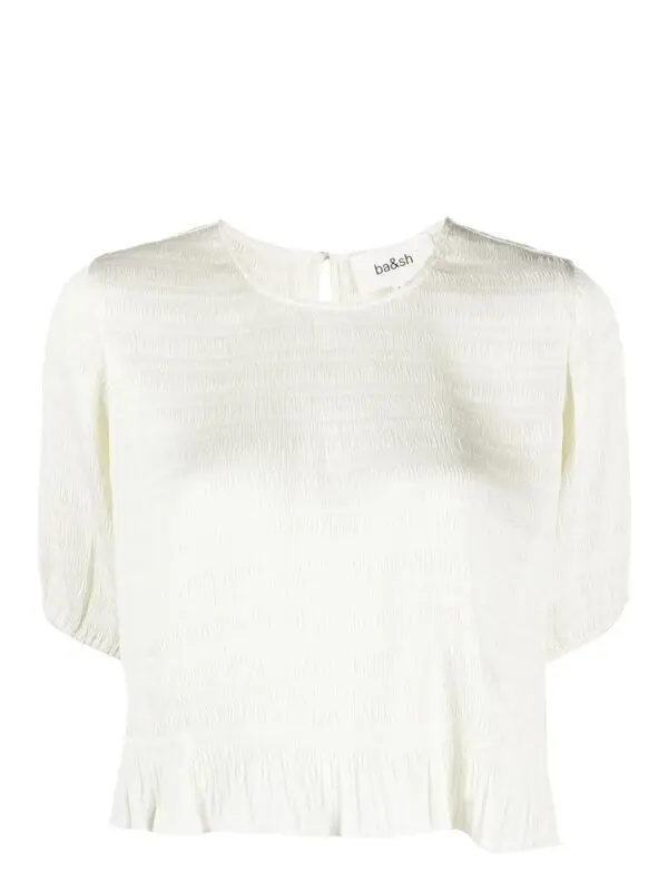 Ba&sh Ruched Short-sleeved Blouse - Beige