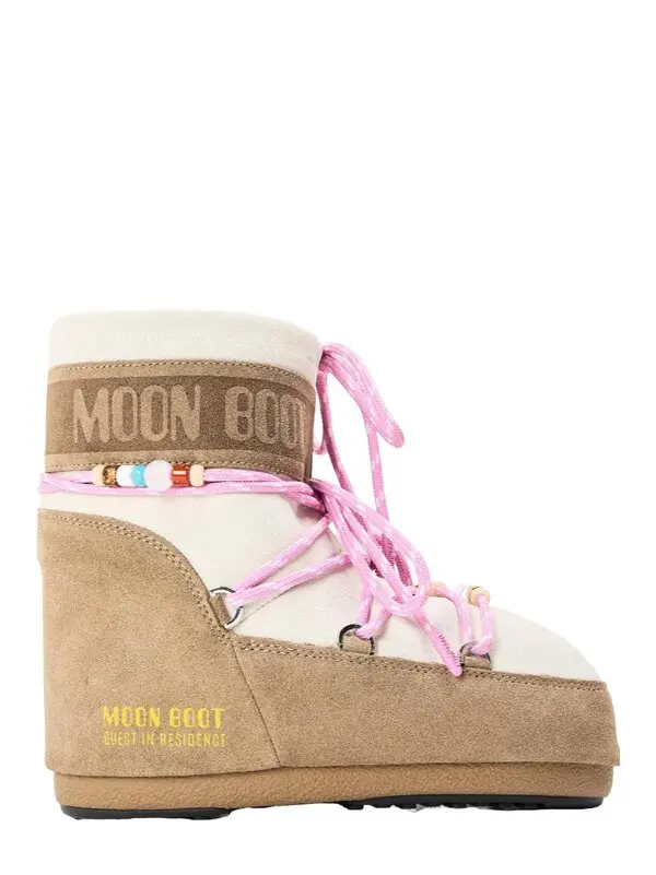 Moon Boot Color-blocked Suede Lace-up Boots - Nude