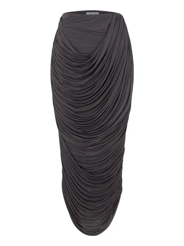 Magda Butrym Midi Skirt With Draped Ruching - Black