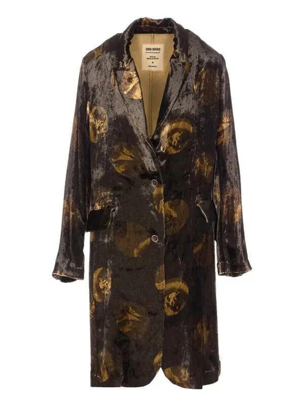 UMA WANG Graphic Pattern Single-breasted Coat - Black
