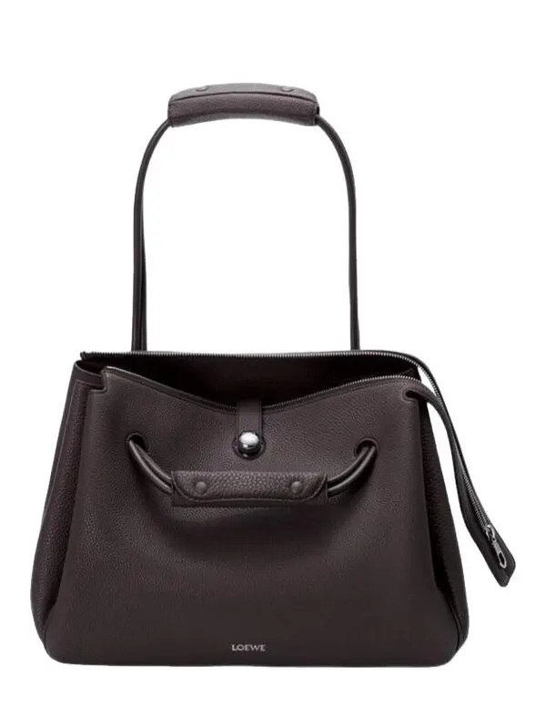 Loewe Large Madrid Bag In Supple Grained Calfskin - Dark Ebony