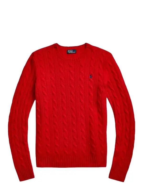 Polo Ralph Lauren Cable-knit Crewneck Jumper With Embroidered Pony - Red