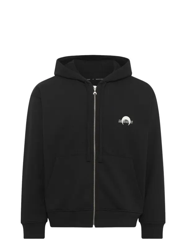 MARINE SERRE Zipped Hoodie With Graphic Detail - Black