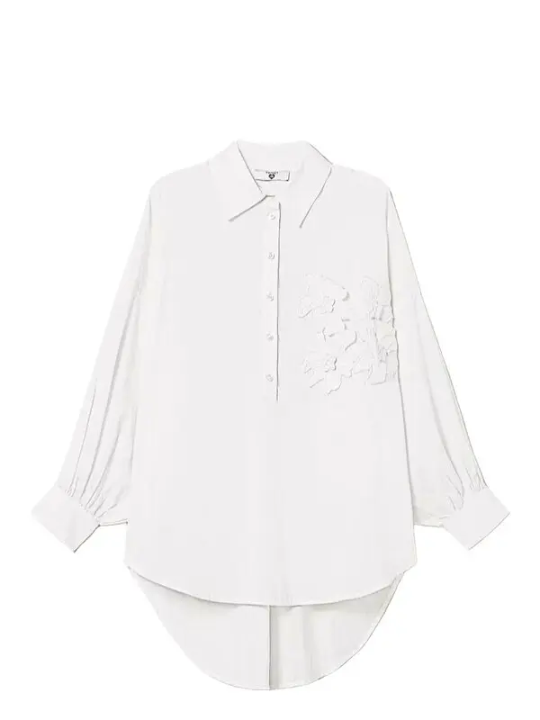 TWINSET Embroidered Floral Appliqué Shirt - White