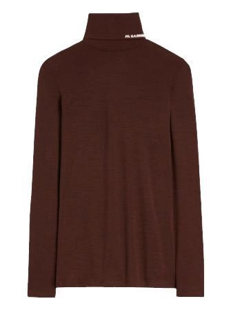 JIL SANDER Long Sleeve High Neck T-shirt - Plum Color