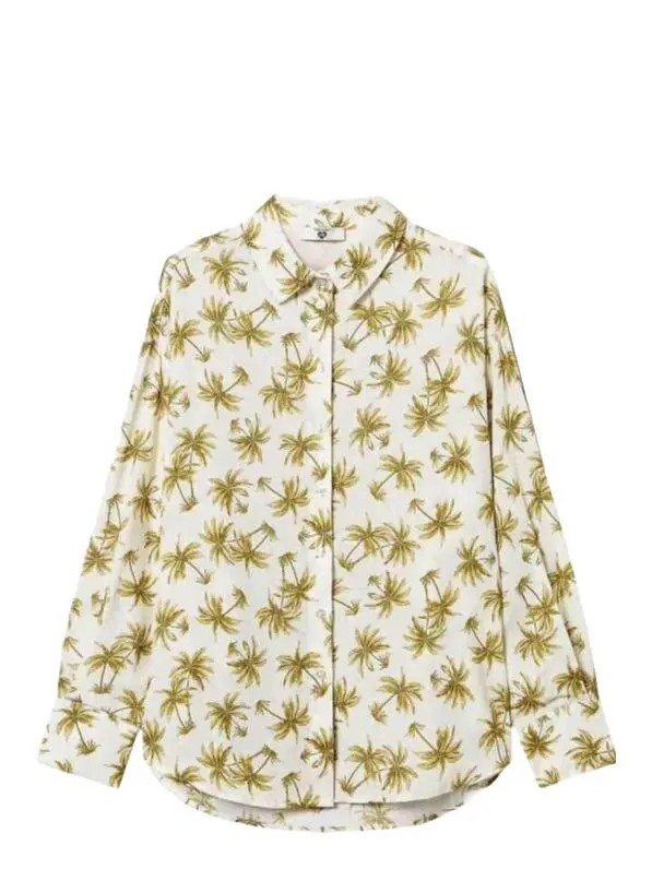 TWINSET Palm Print Classic Collar Shirt - Nude