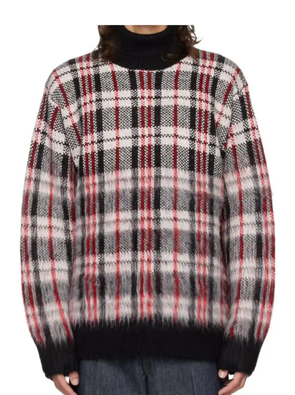 Helmut Lang Brushed Plaid Turtleneck - Black