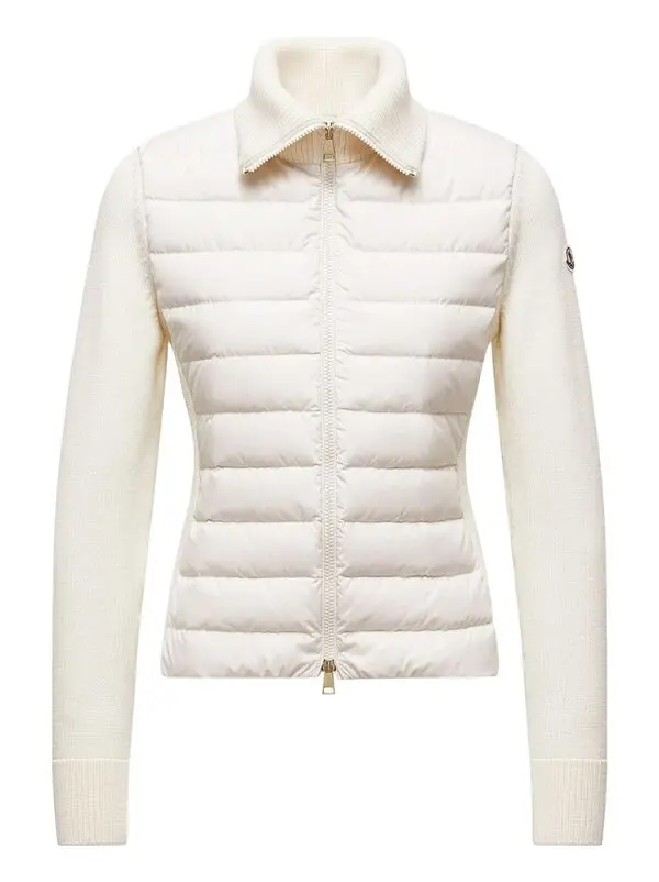 Moncler Padded Zip-up Wool Cardigan - White