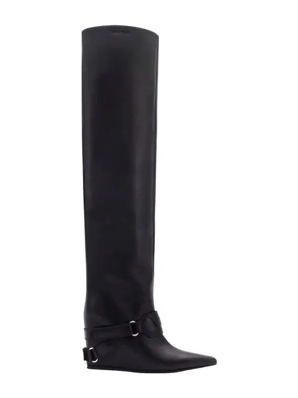 COURREGES Leather Wedge Boots - Black