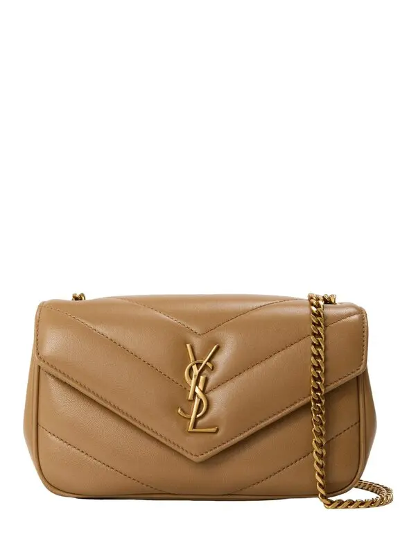 Saint Laurent Loulou Mini Quilted Lambskin Bag - Brown