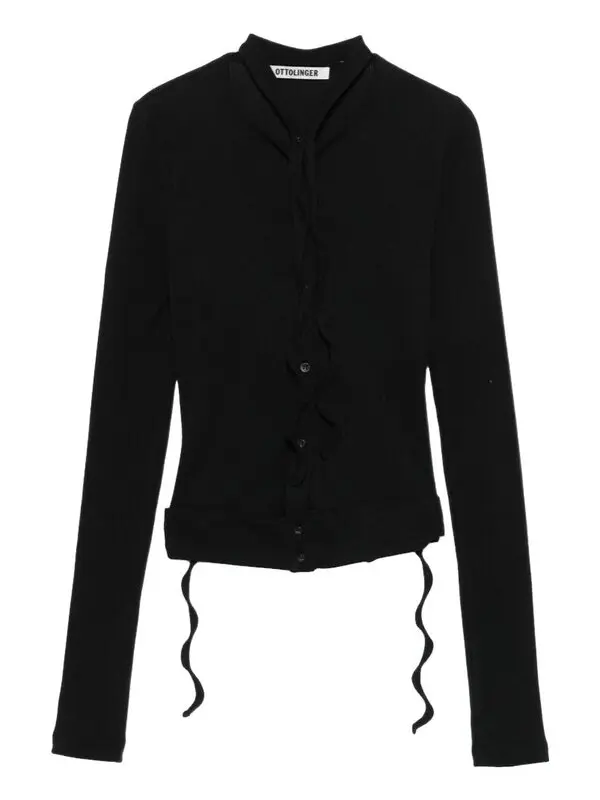 Ottolinger Long-sleeved Ribbed Cardigan - Black