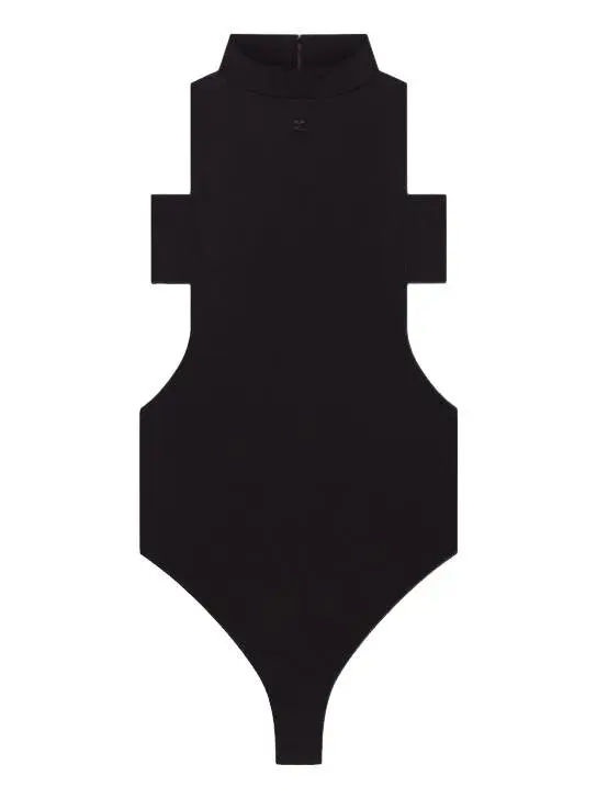 COURREGES Sleeveless Mock-neck Bodysuit - Black