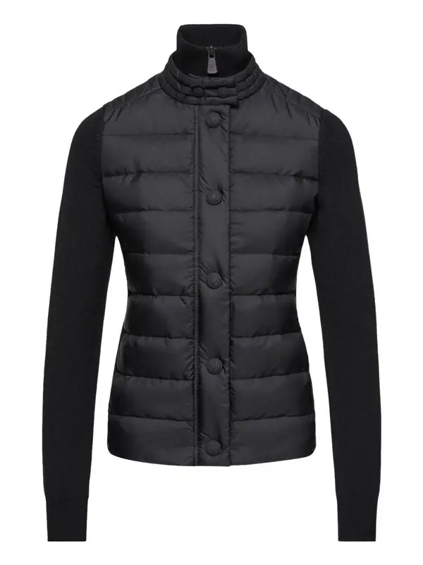 Moncler Padded Wool Blend Cardigan - Black
