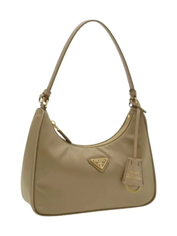 Prada Zippered Handbag With Logo Detail - Camel