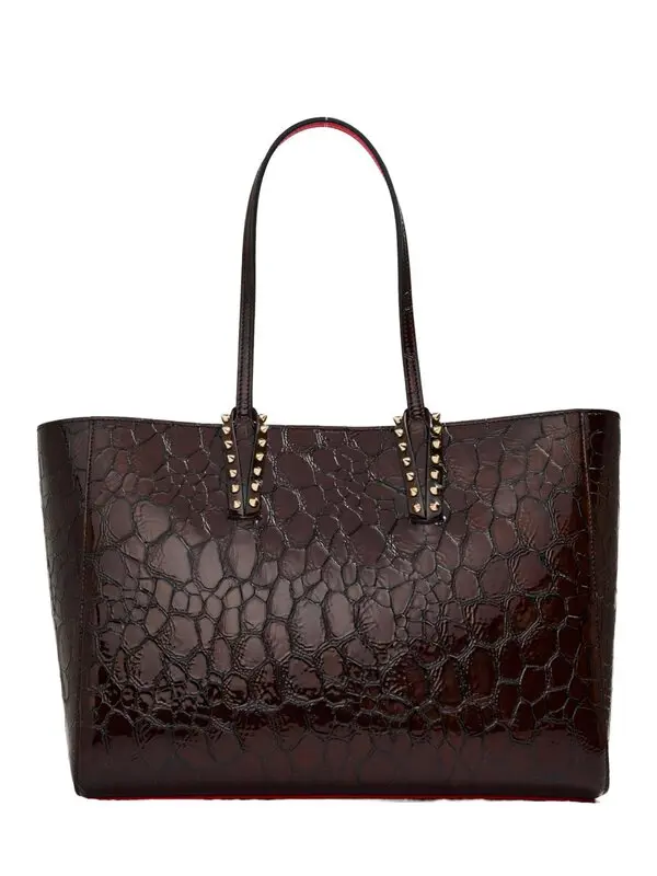 CHRISTIAN LOUBOUTIN Crocodile-embossed Leather Tote Bag With Gold-tone Studs - Black