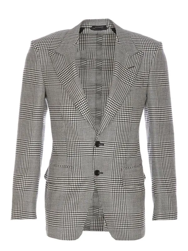 TOM FORD Single-breasted Checked Blazer - Gray