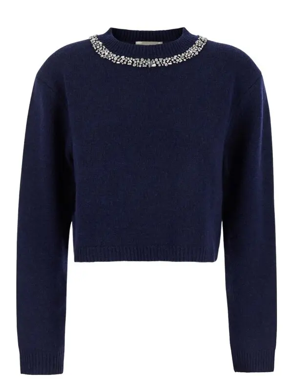 SEMICOUTURE Sofia Embellished Crew Neck Jumper - Black