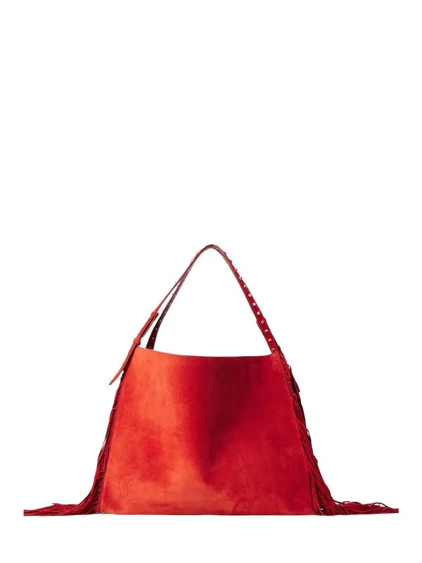 CHRISTIAN LOUBOUTIN Suede Fringe Tote Bag - Red