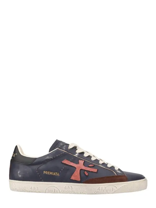 Premiata Lace-up Low-top Sneakers With Perforated Details - Black