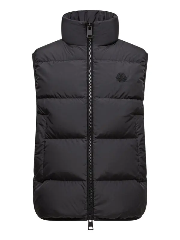 Moncler Gabas Down Vest With Stand Collar And Zip Closure - Black