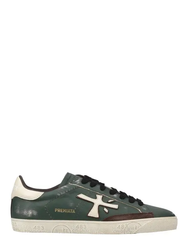 Premiata Lace-up Low-top Sneakers With Perforated Details - Nude