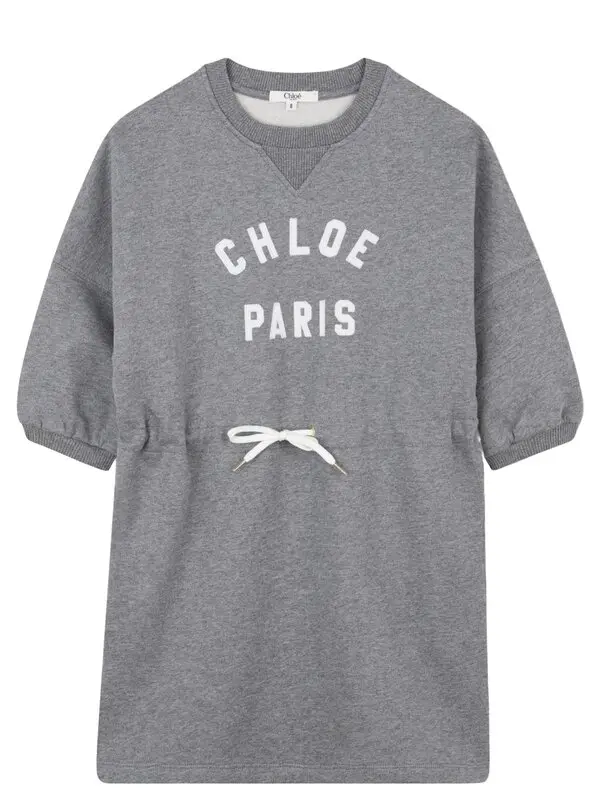 Chloé Logo Detail Sweatshirt Dress - Gray