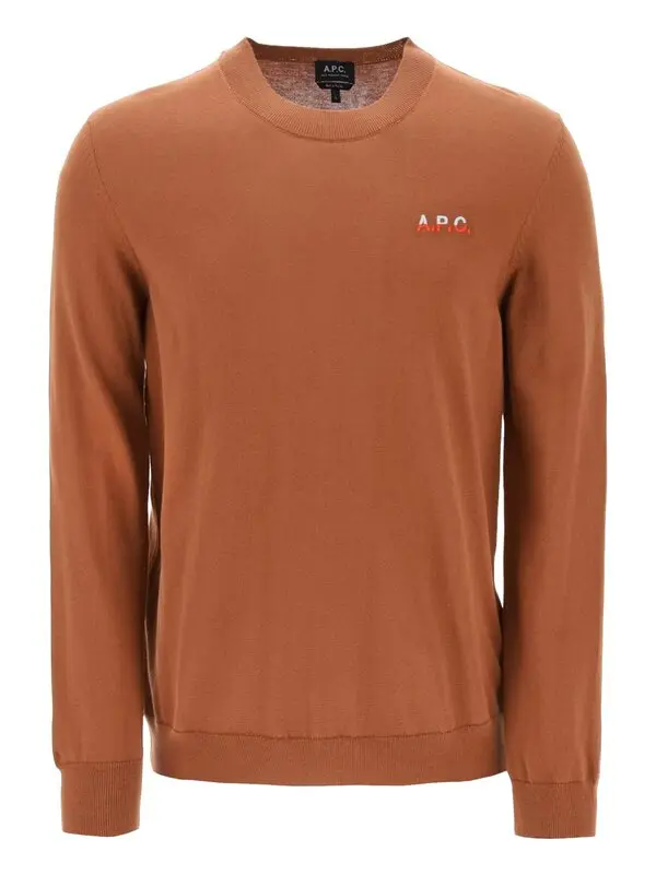 A.p.c. Logo Embroidered Knit Jumper - Brown