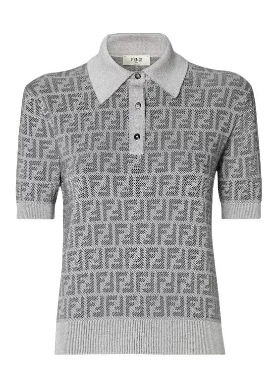 Fendi Ff Jacquard Polo Shirt - Grey