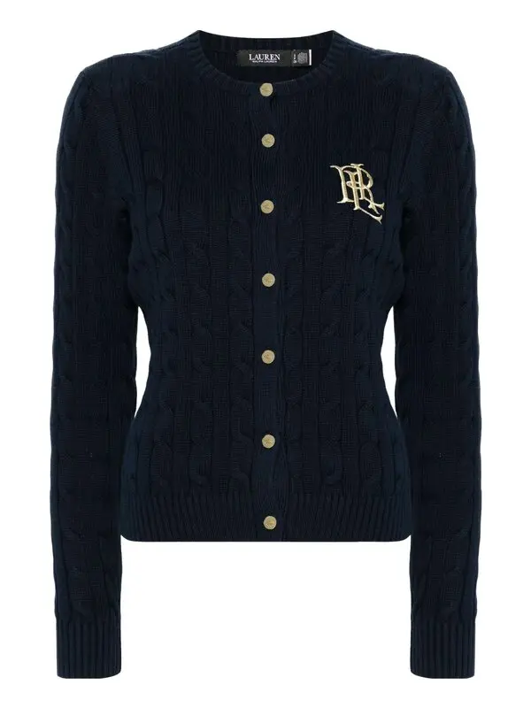 Ralph Lauren Cable-knit Cardigan With Monogram Detail - Navy