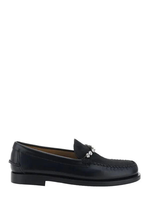 FORTE_FORTE Round Head Loafer Shoes - Black