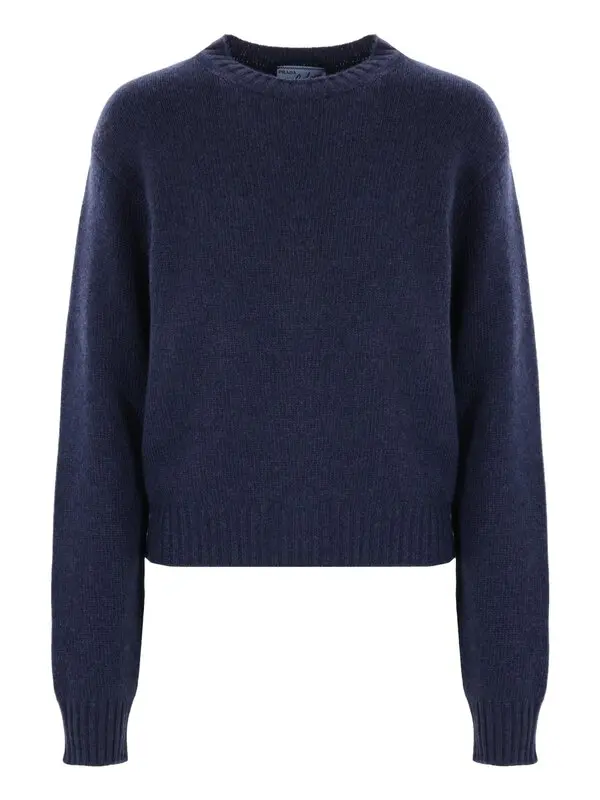 Prada Crewneck Knitted Jumper - Blue