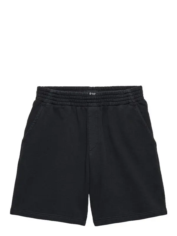 Prada Cotton Bermuda Shorts With Drawstring Waistband - Black