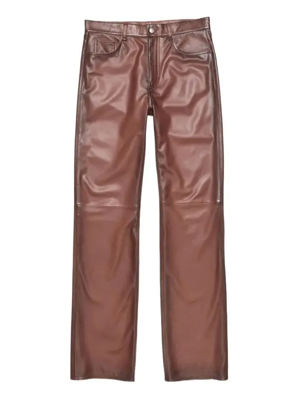 Acne Studios Faded Effect Full-grain Lamb Leather Trousers - Brown